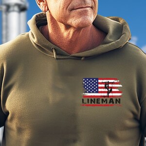 LINEMAN Hooded Sweatshirt Lineman Gifts for Linemen American Flag Power ...