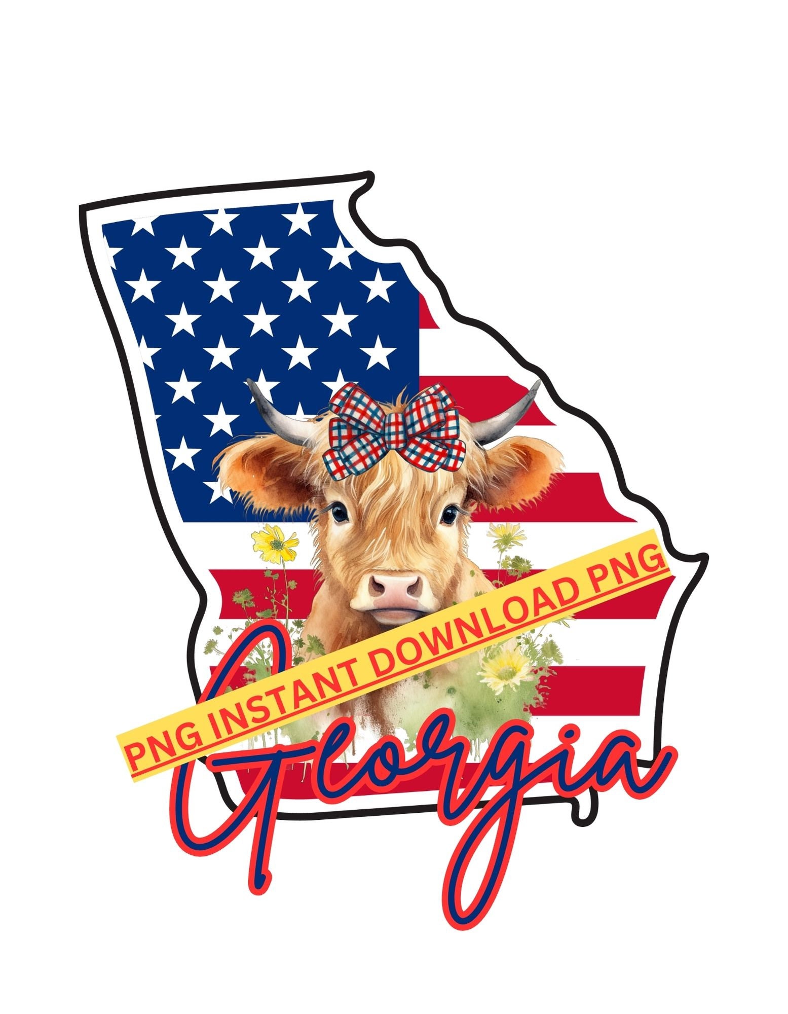 Georgia Design Georgia PNG File Cute Cow Fluffy Cow Highland - Etsy
