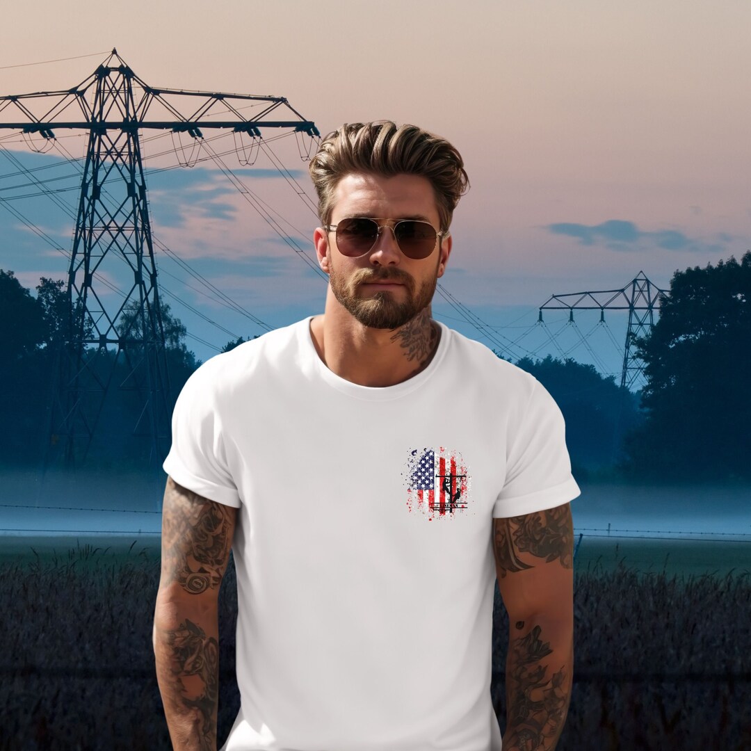 LINEMAN Tee Shirt Lineman Gifts for Linemen American Flag Power Pole ...