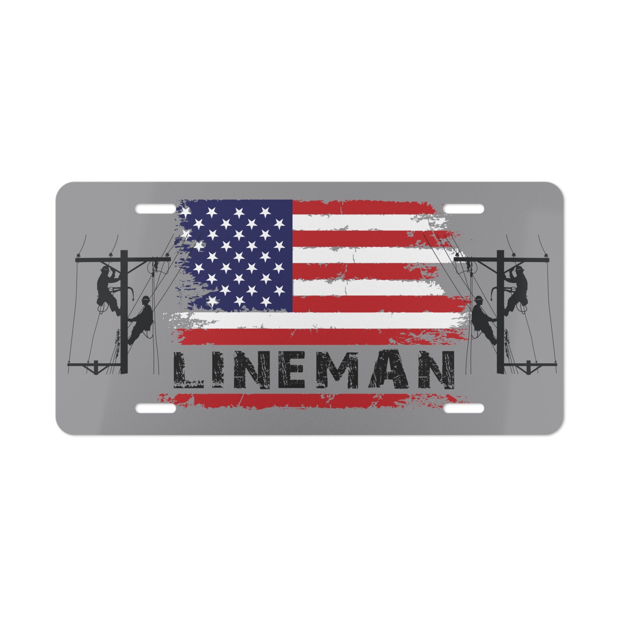 LINEMAN License Plate Lineman Gifts for Linemen American Flag Power ...