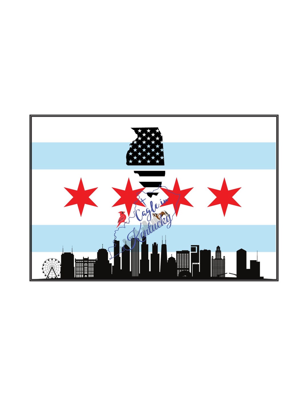 Chicago PNG File Chicago Illinois Skyline Chicago Flag Digital Download Lake Michigan Bears ...