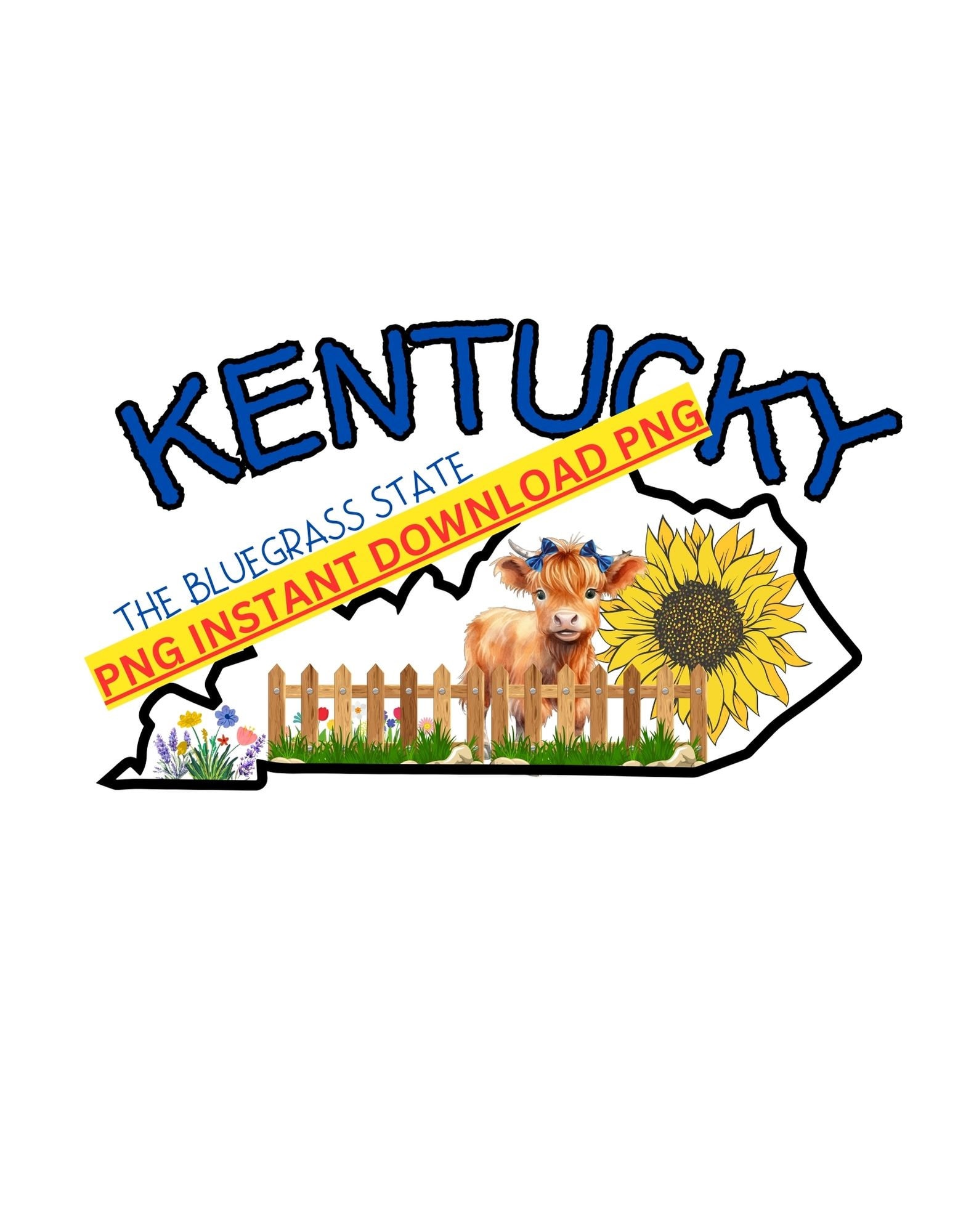 Kentucky PNG File KY Bluegrass State Instant Download Digital File Cute ...