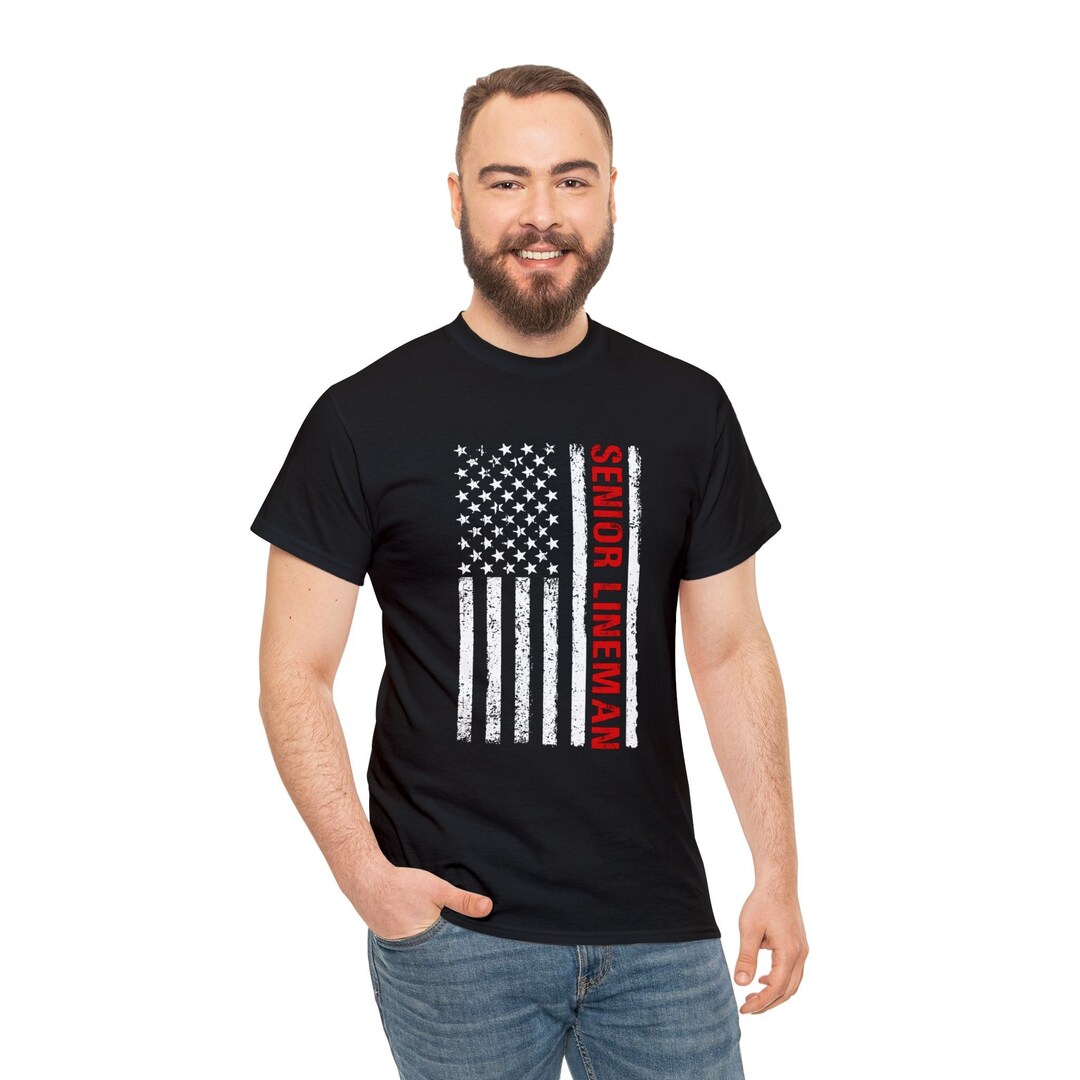 Lineman Tee Shirt Lineman American Flag Senior Lineman Gifts for ...