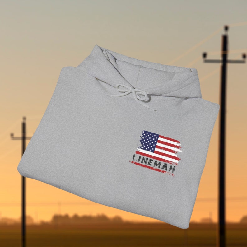 LINEMAN Hooded Sweatshirt Lineman Gifts for Linemen American Flag Power ...