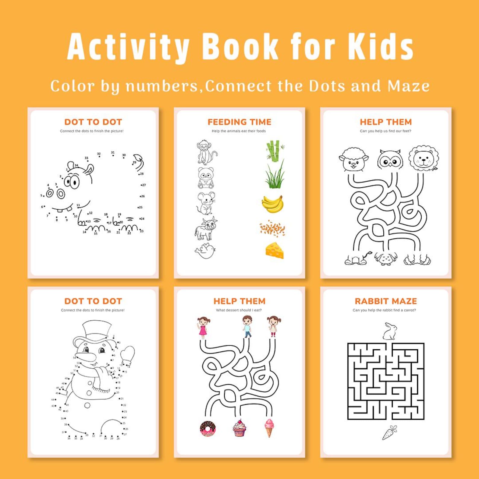 Printable Activity Book, Kids Activity Pages, Word Search, Drawing, Dot ...