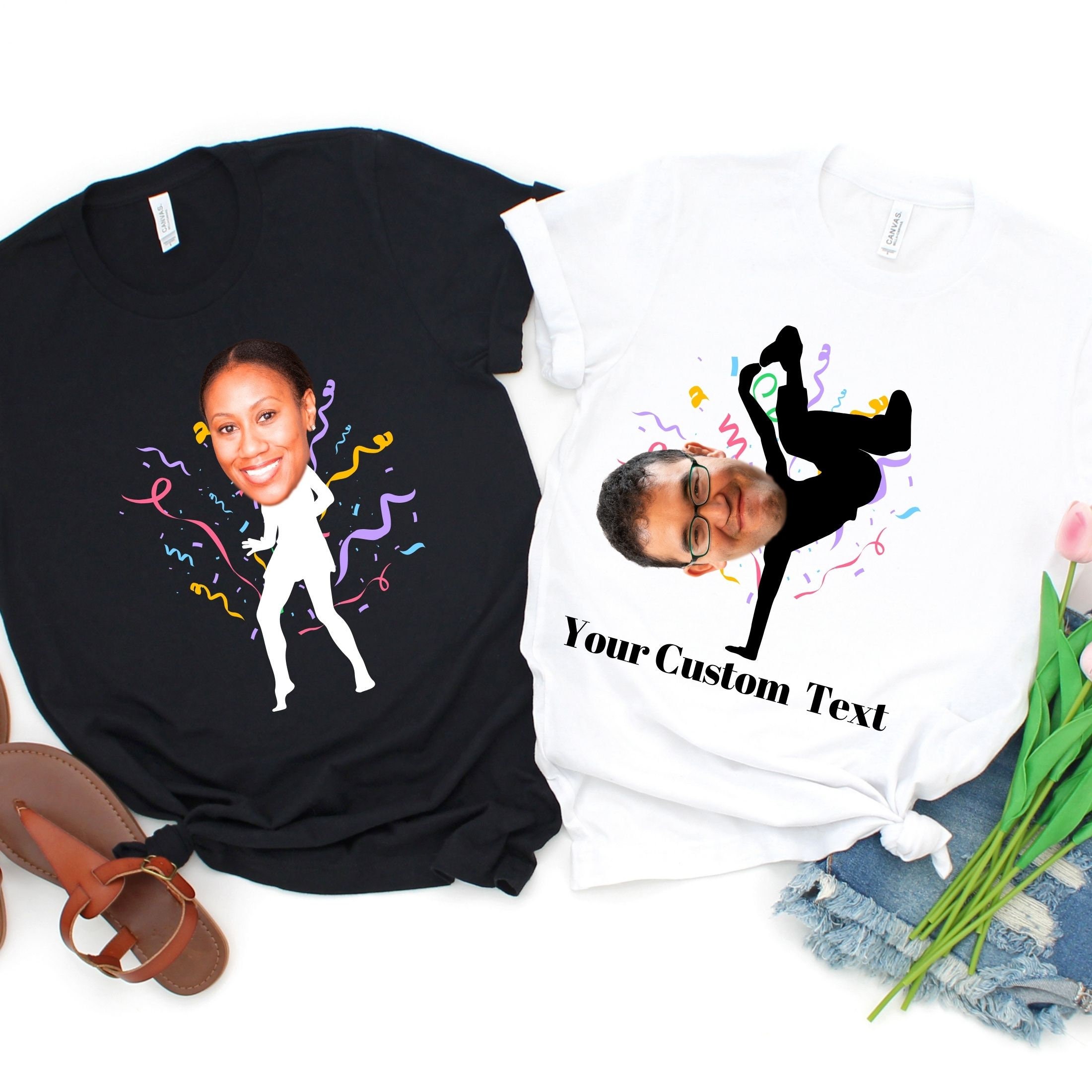 Custom Face Stick Figure Birthday Shirt: Personalized Photo Party Tee ...