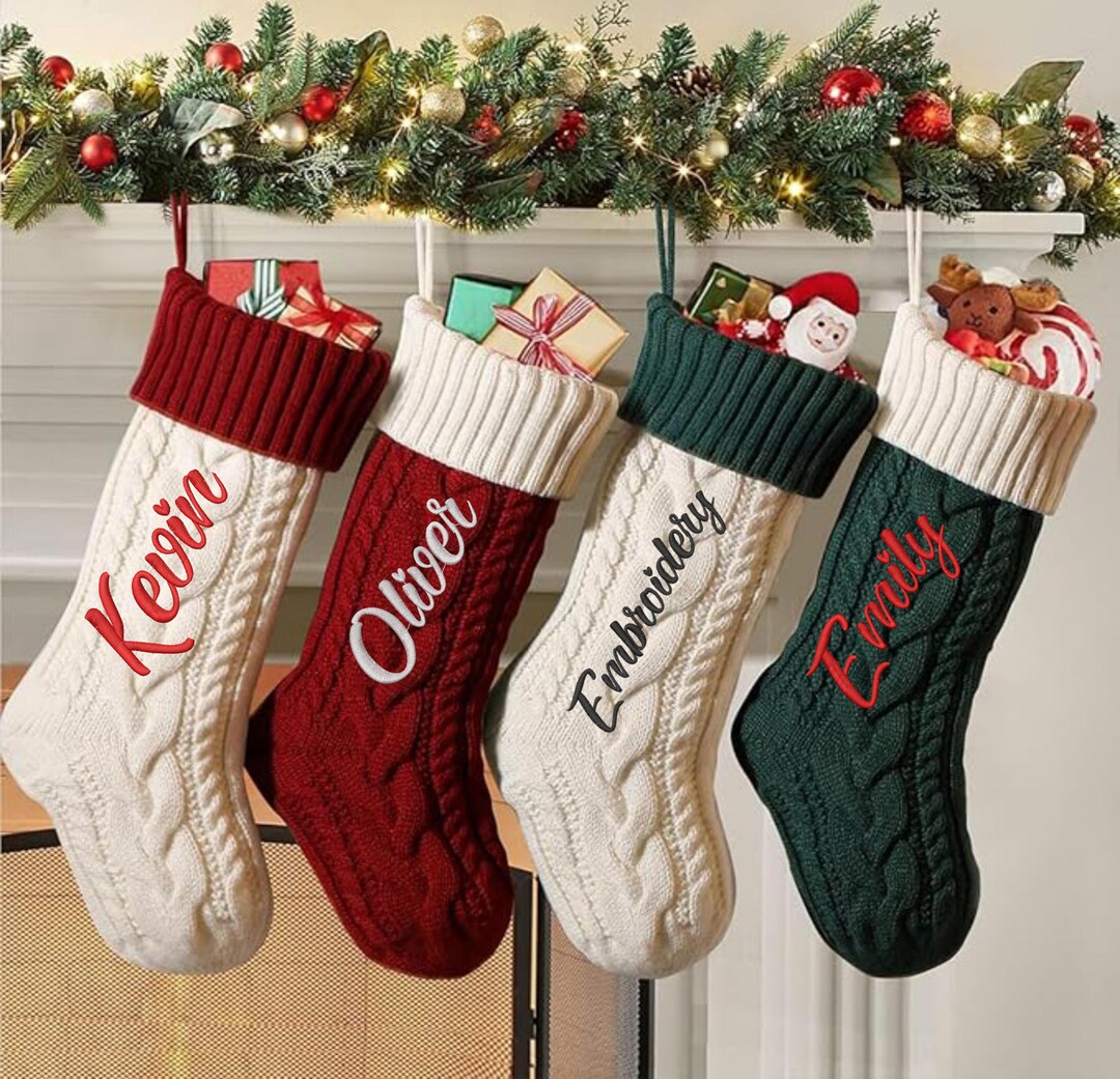 Embroidered Vertical Name Stocking,family Stocking,family Stockings ...