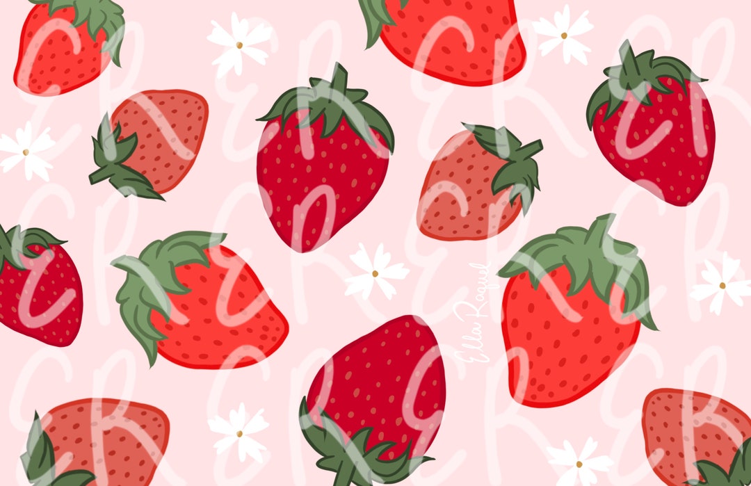 Strawberry Desktop Wallpaper - Etsy