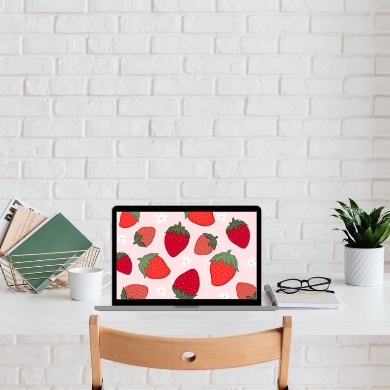 Strawberry Desktop Wallpaper - Etsy