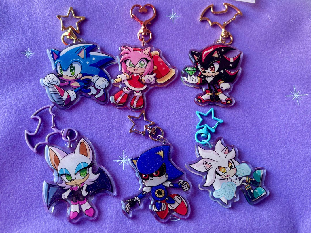 Sonic the Hedgehog Character Chibi Acrylic Glitter Charms 2.5 Inch - Etsy