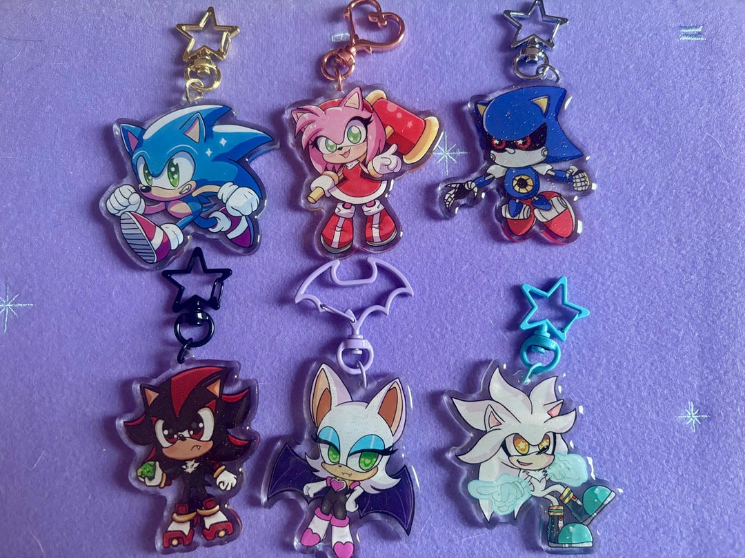 Sonic the Hedgehog Character Chibi Acrylic Glitter Charms 2.5 Inch - Etsy