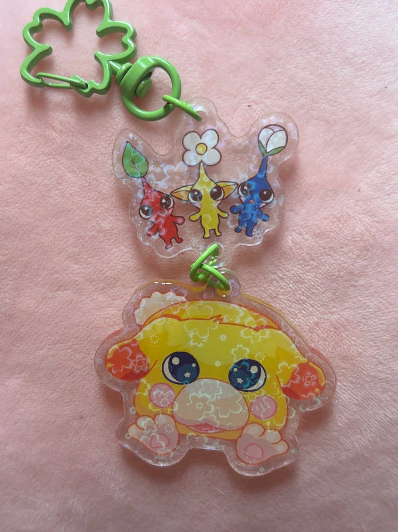 Pikmin 4 Oatchi and Pikmin Friends Cute Kawaii Glitter Flower Charm - Etsy