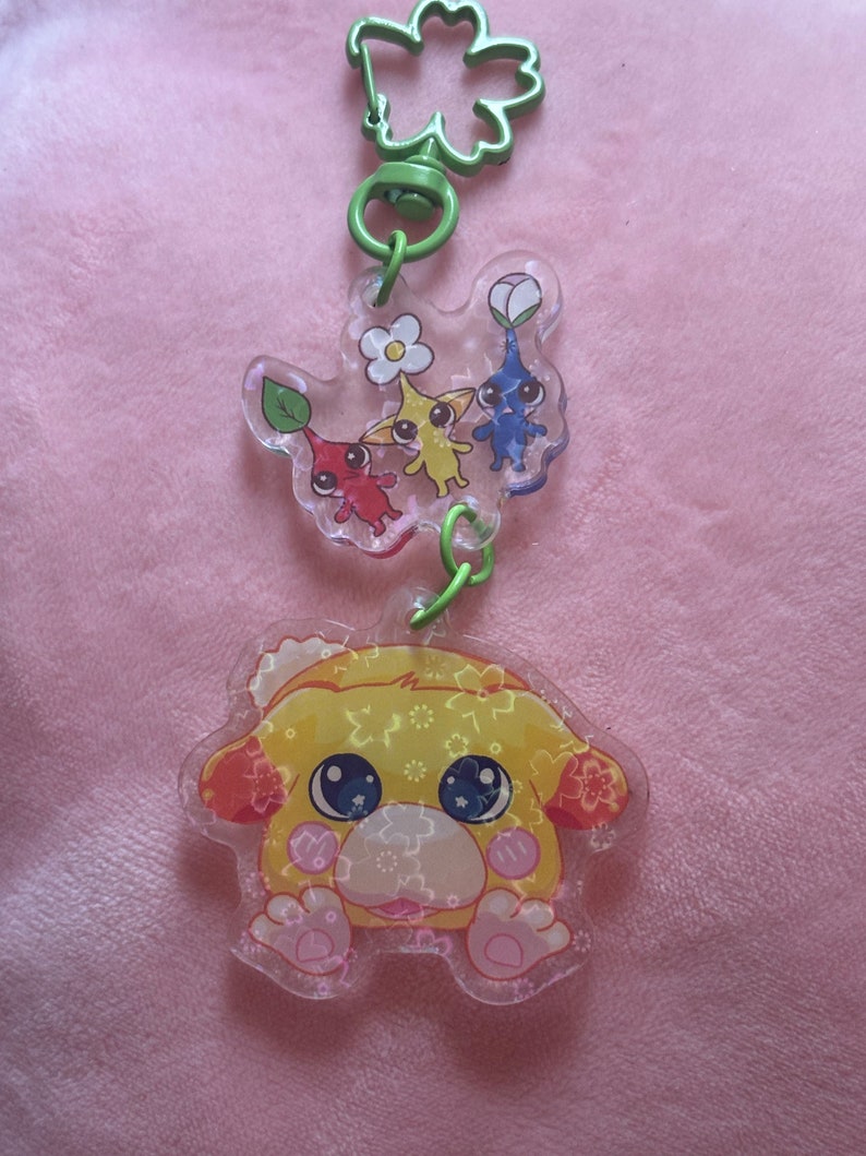 Pikmin 4 Oatchi and Pikmin Friends Cute Kawaii Glitter Flower Charm - Etsy