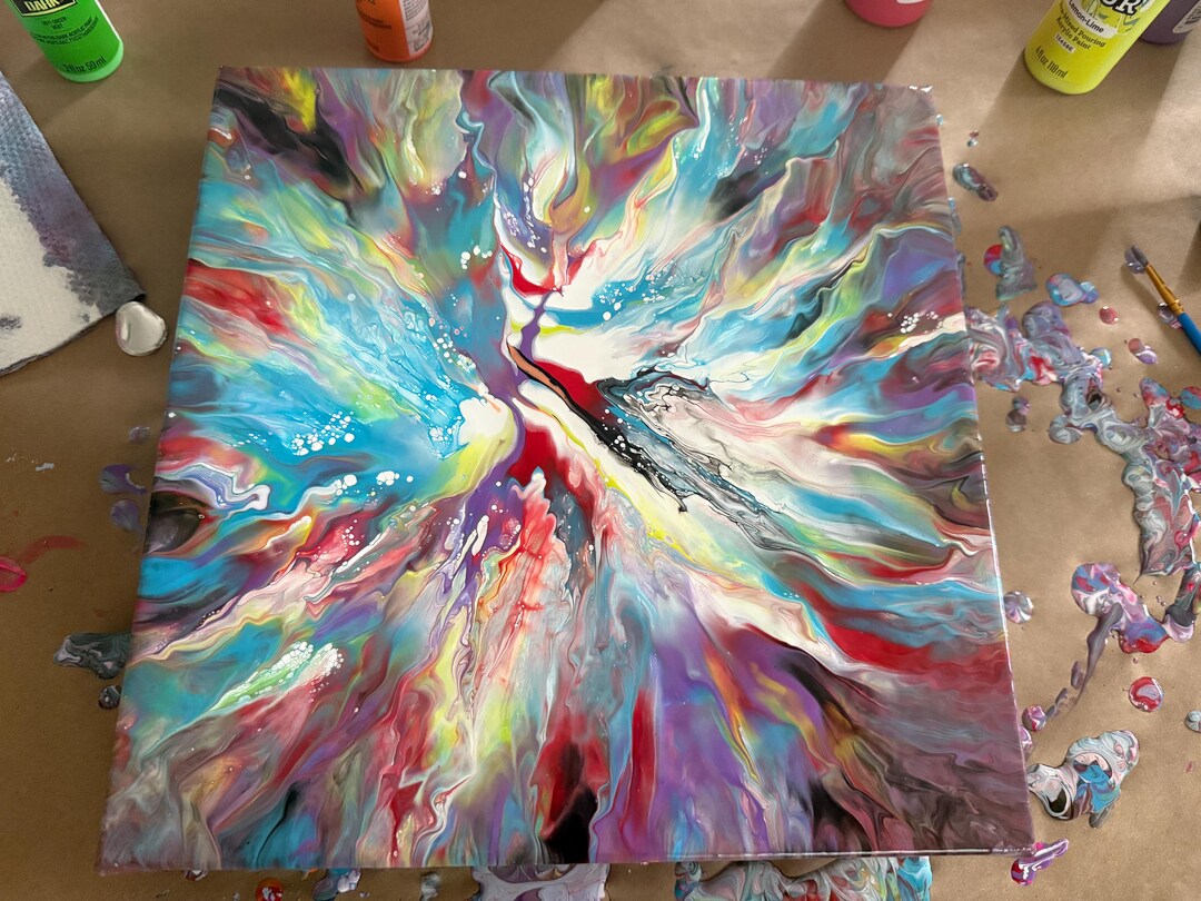 Colorful Acrylic Pour Painting - Etsy