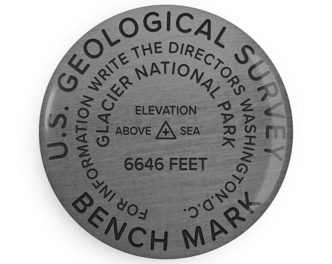 Glacier National Park Benchmark Button Magnet | Montana Travel Survey ...