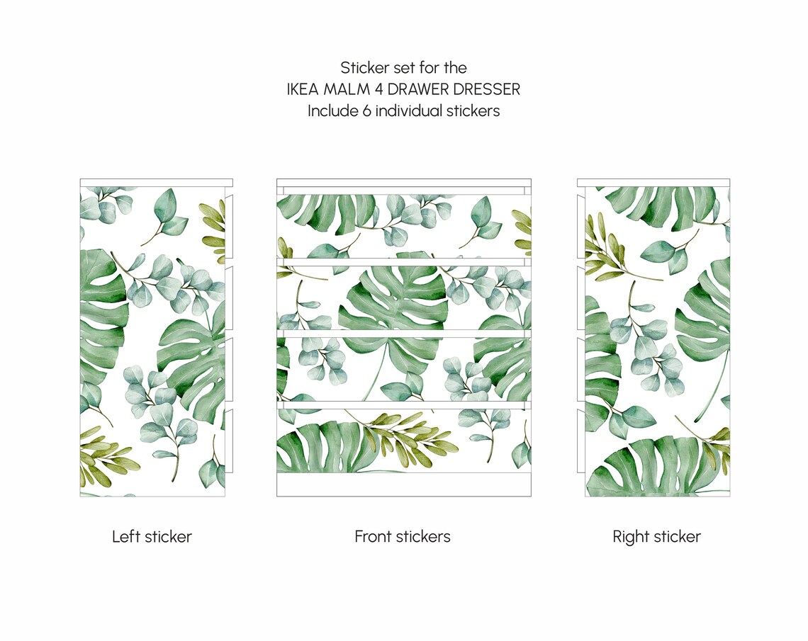 Tropical Leaves Decals for IKEA Malm Dresser: Personalized Stickers - Etsy
