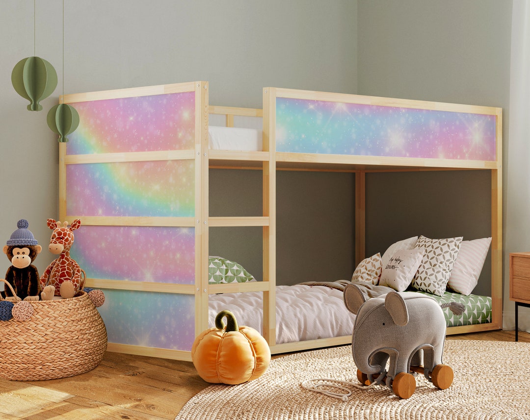 Ombre Rainbow Bed Stickers for Kids Room Decor - Rainbow Ikea Kura ...