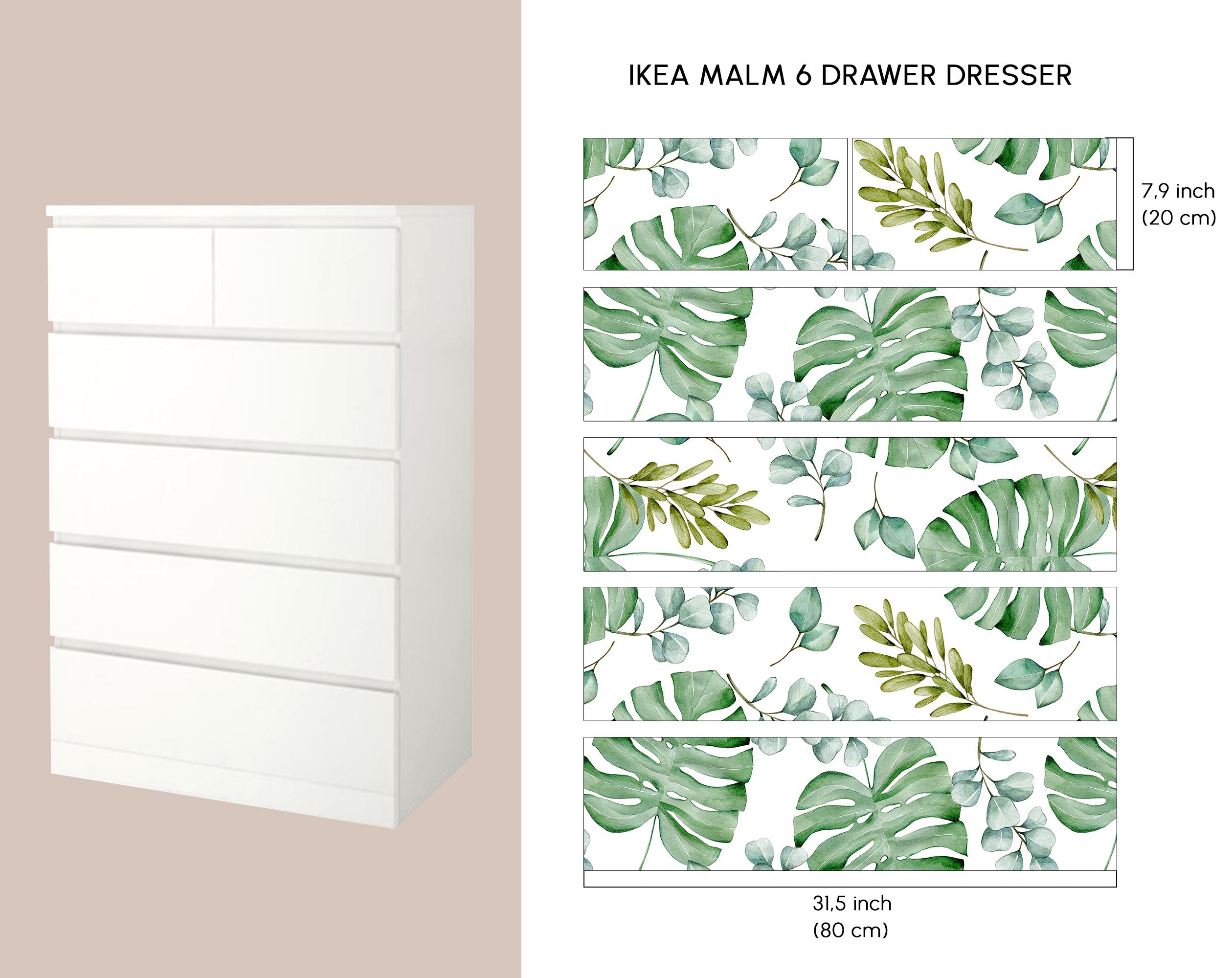 Tropical Leaves Decals for IKEA Malm Dresser: Personalized Stickers - Etsy