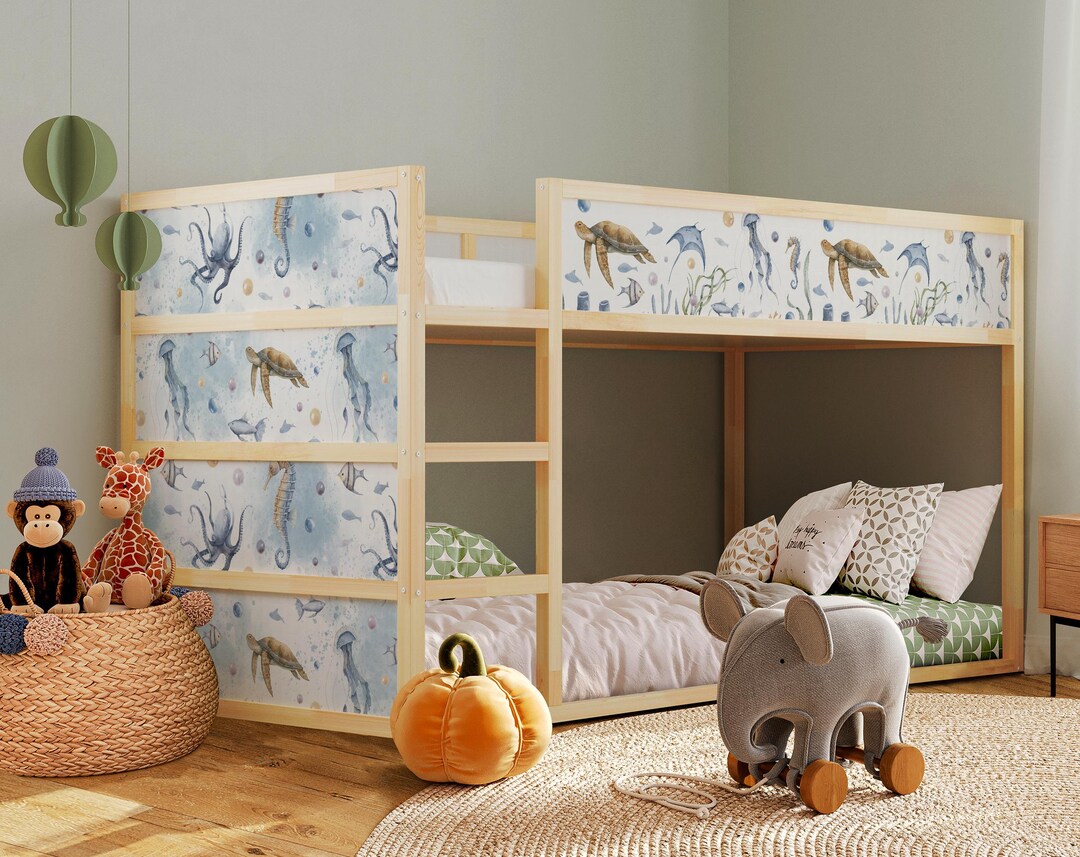 Sea World Bed Decor , Nursery Ocean Ikea KURA Bed Stickers, Decal for ...