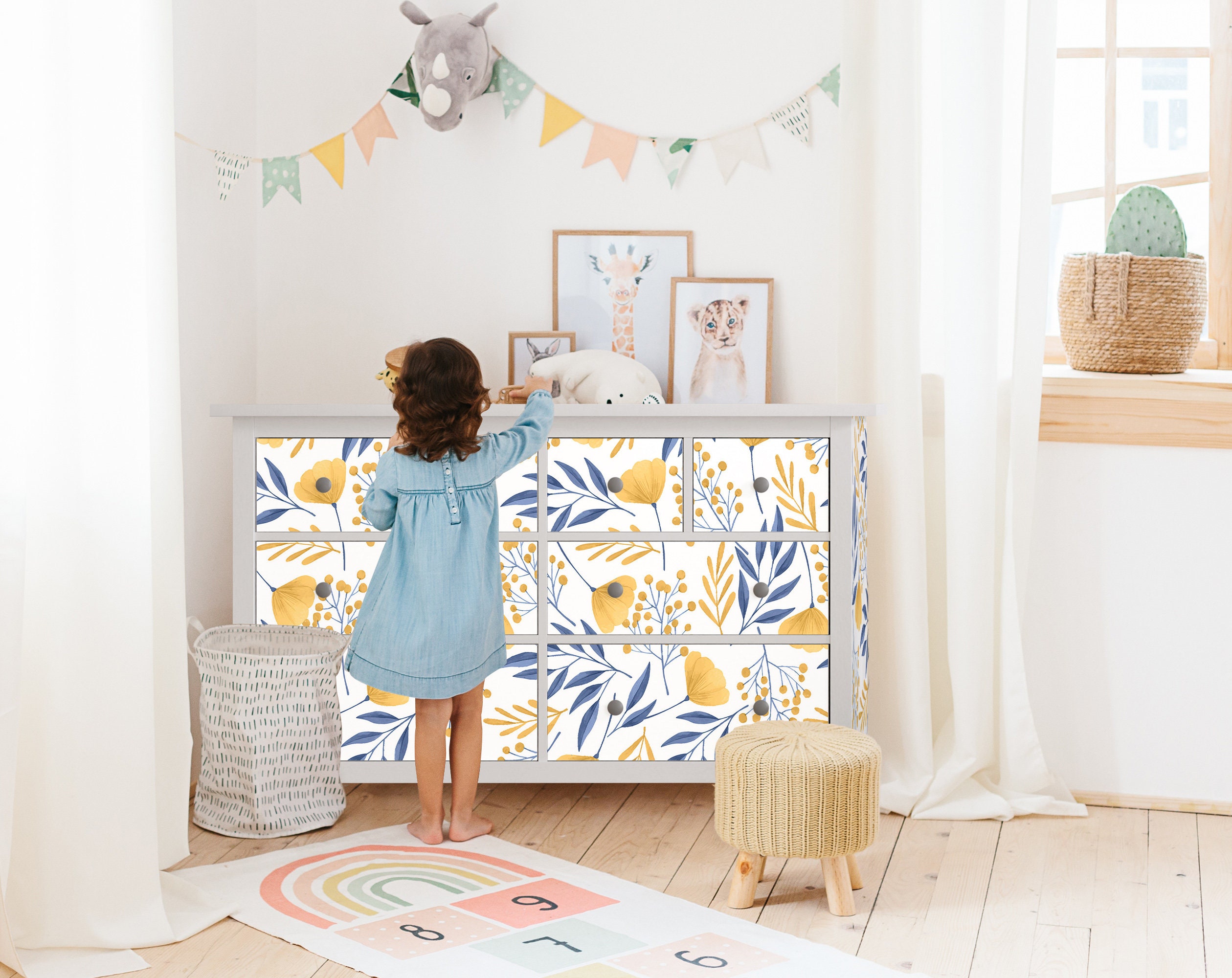 Boho Rainbow Decal Set for Ikea Hemnes 8 and 10 Drawer Dresser Floral ...