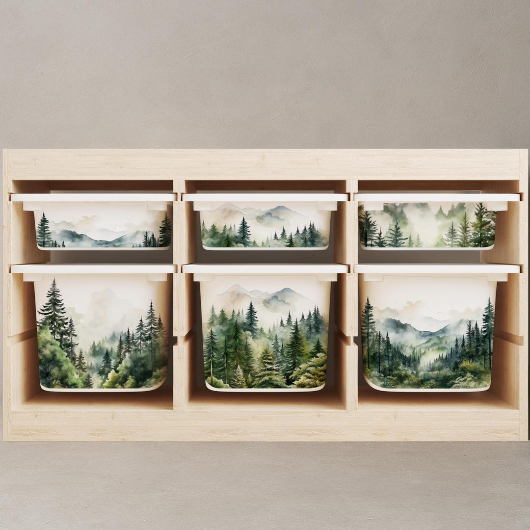 Mountain Forest Stickers for IKEA TROFAST Bins – Nature Landscape Vinyl ...