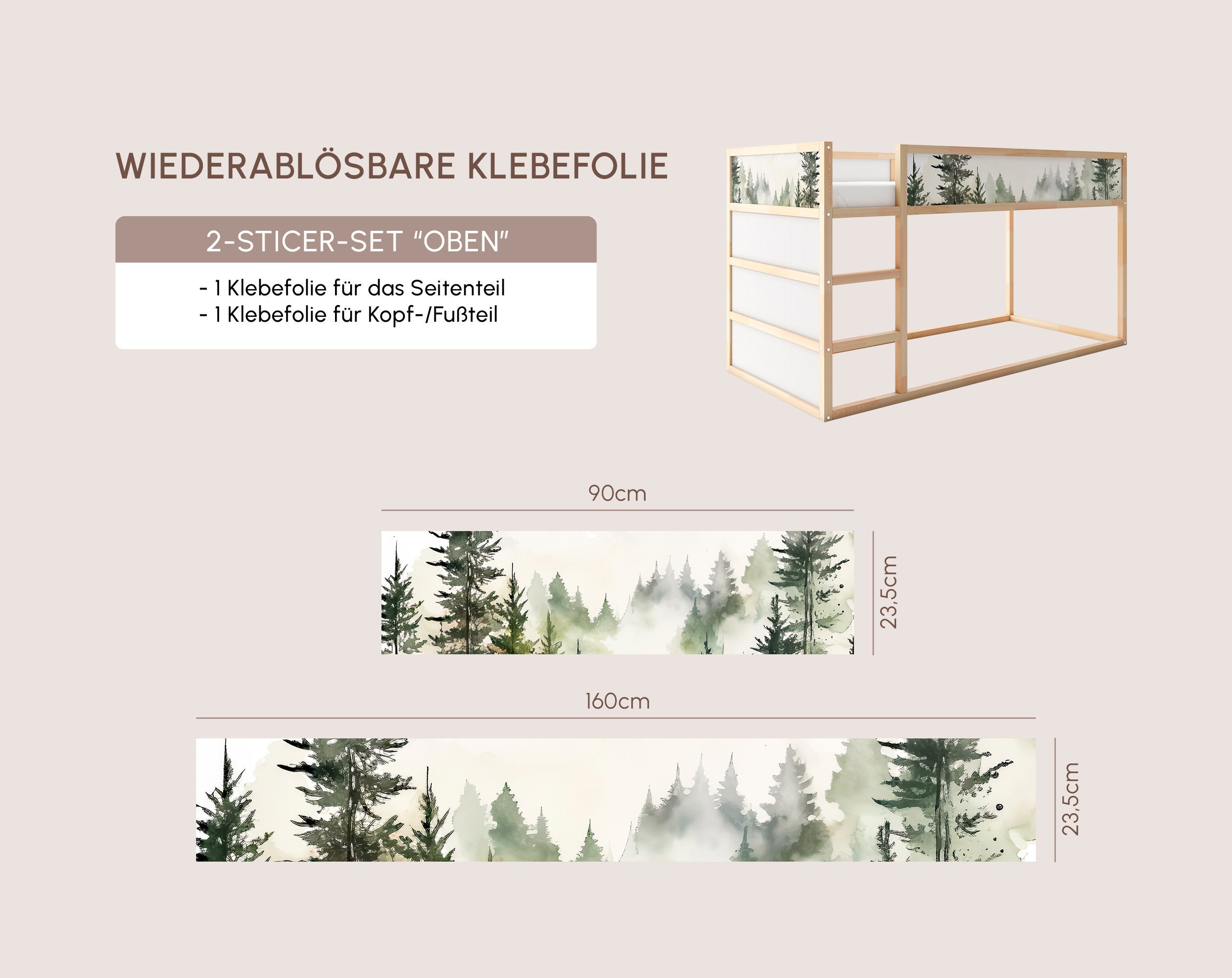 KURA Bed Sticker Forest Fir Nature Trees Peel and Stick - Etsy