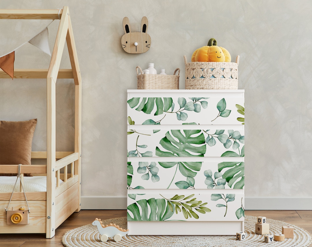 Tropical Leaves Decals for IKEA Malm Dressers, Personalized Stickers ...
