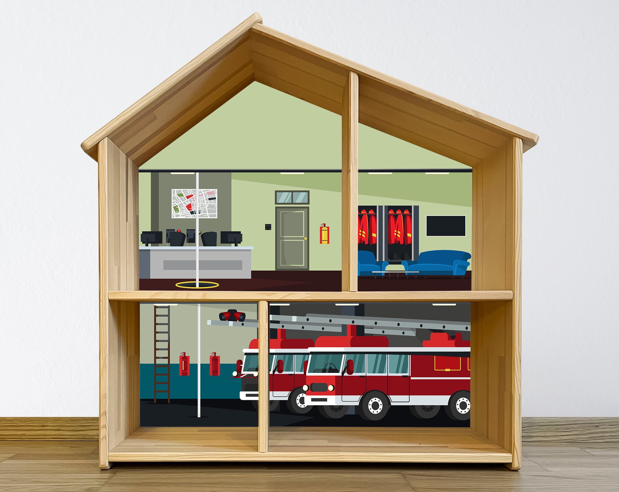 Fire Station Stickers for IKEA FLISAT Dollhouse: Firefighter Decals - Etsy
