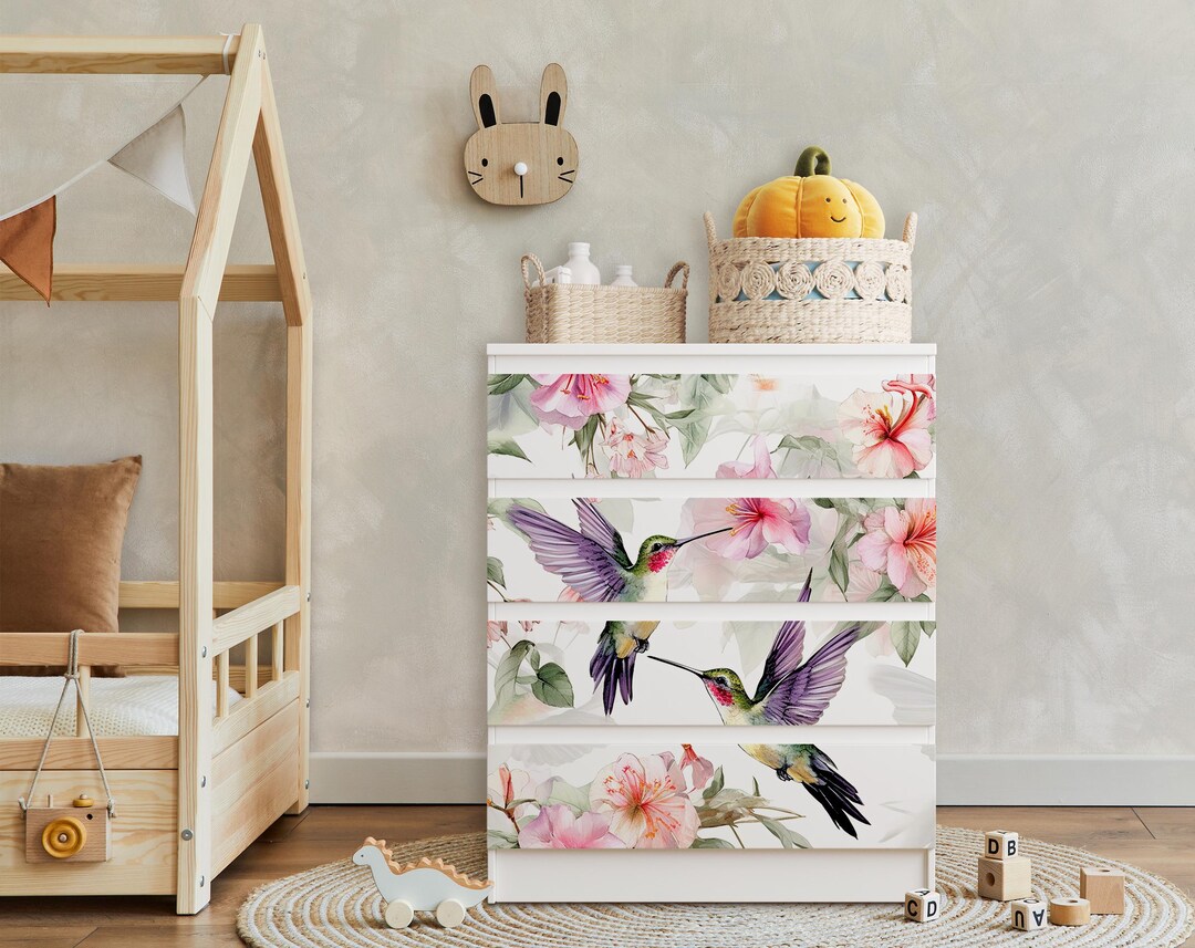 Sakura Flowers Decals for IKEA Malm Dressers, Hummingbirds Stickers for ...