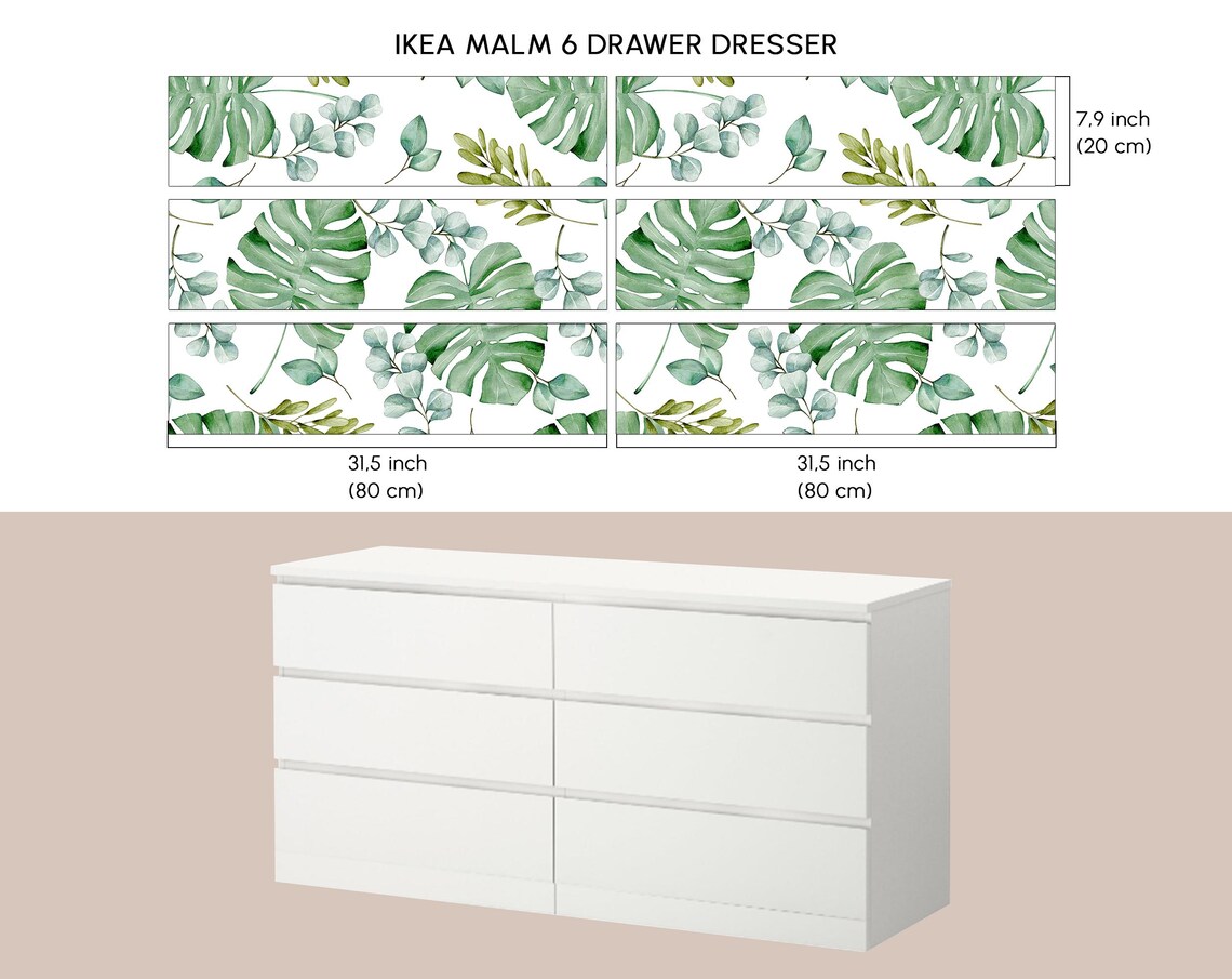 Tropical Leaves Decals for IKEA Malm Dresser: Personalized Stickers - Etsy
