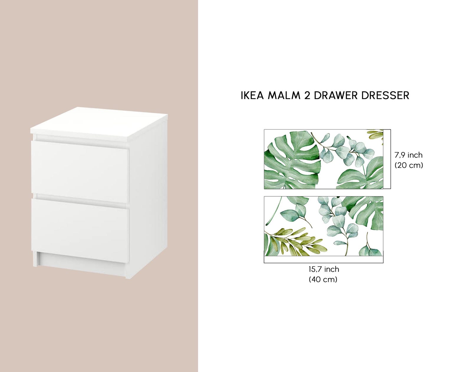 Tropical Leaves Decals for IKEA Malm Dresser: Personalized Stickers - Etsy
