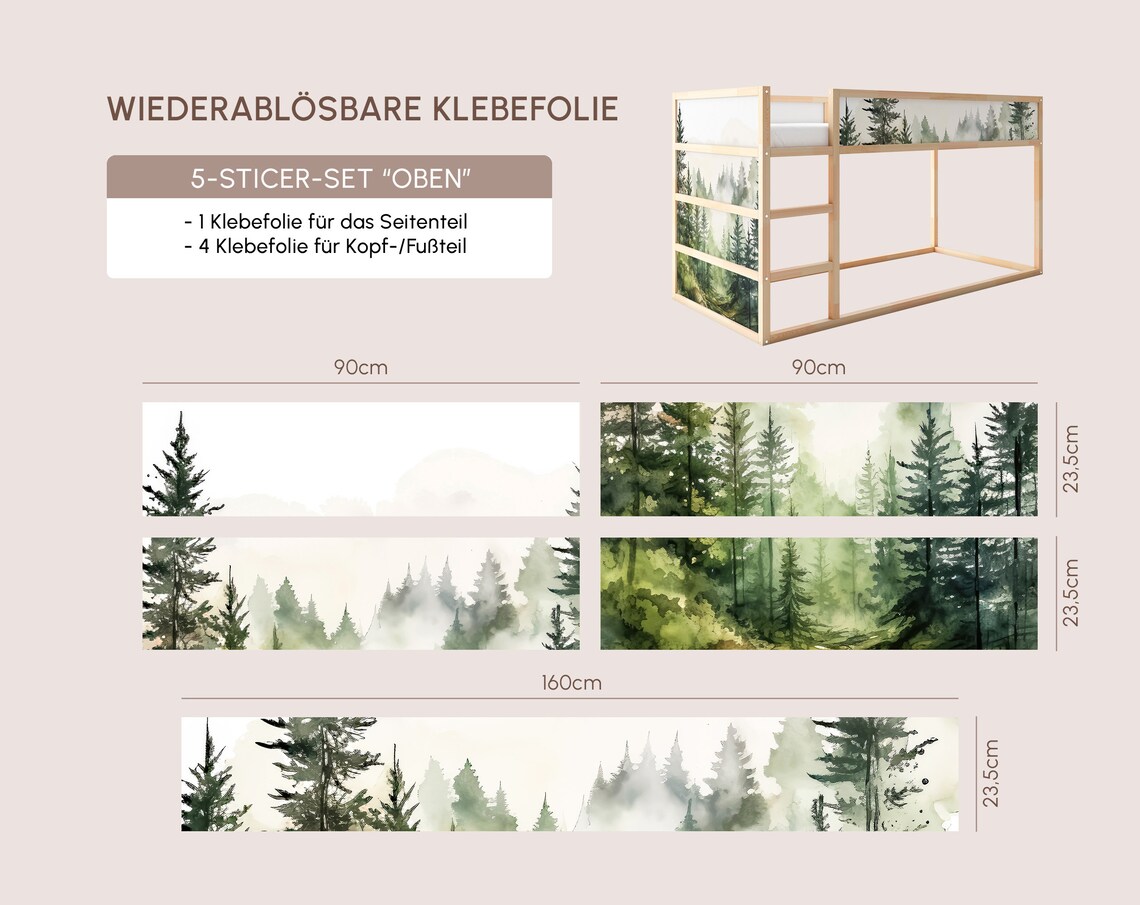 KURA Bed Sticker Forest Fir Nature Trees Peel and Stick - Etsy