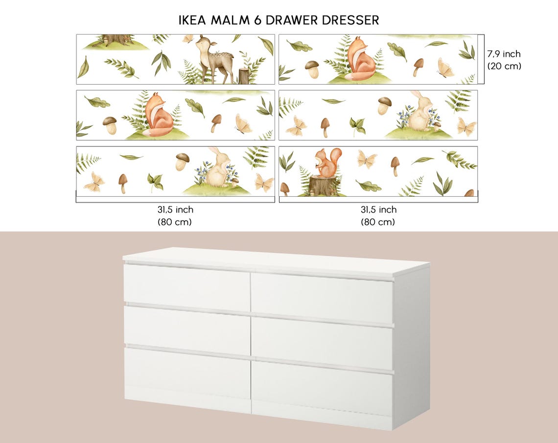 Forest Animals Decals for IKEA Malm Dresser: Woodland Nursery Decor - Etsy