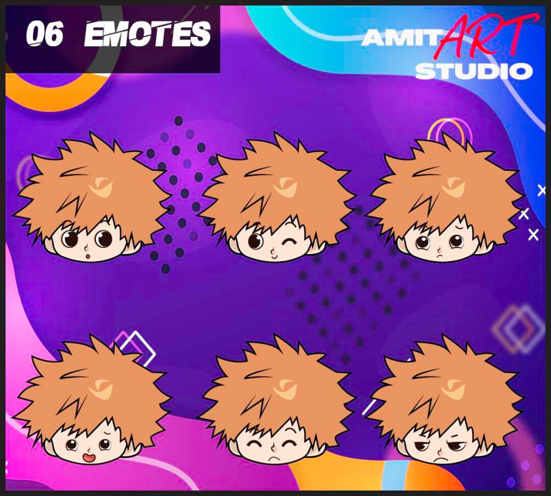 Anime-inspired Digital Emote Set 6 Unique Expressive Characters for ...