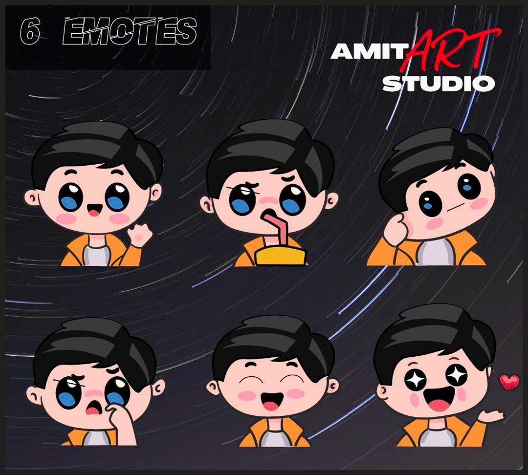 Buy Black Hair Boy Emotes for Twitch and Discord, Cute Boy Emotes for ...