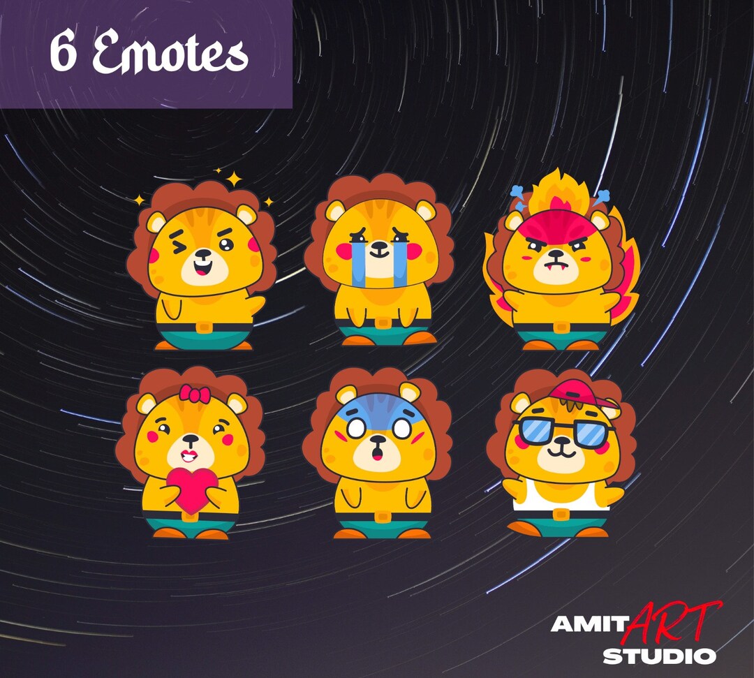 Lion Emotes for Twitch and Discord, Cute Animal Emotes for Twitch and ...