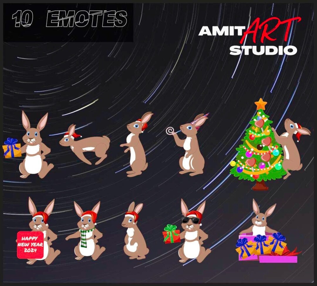 Rabbit Emotes for Christmas Cute Emotes for Discord Rabbit - Etsy Australia