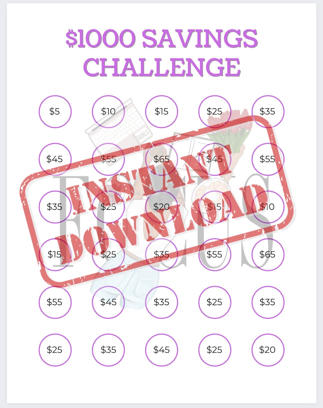Ultimate Savings Challenge Printable PDF - 52 Weeks - Etsy