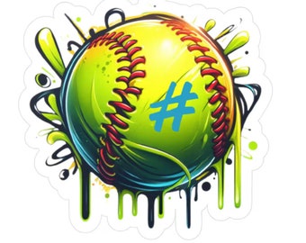 Personalized Softball Vinyl Decal, 3x4 Sticker, Personalize Number - Etsy