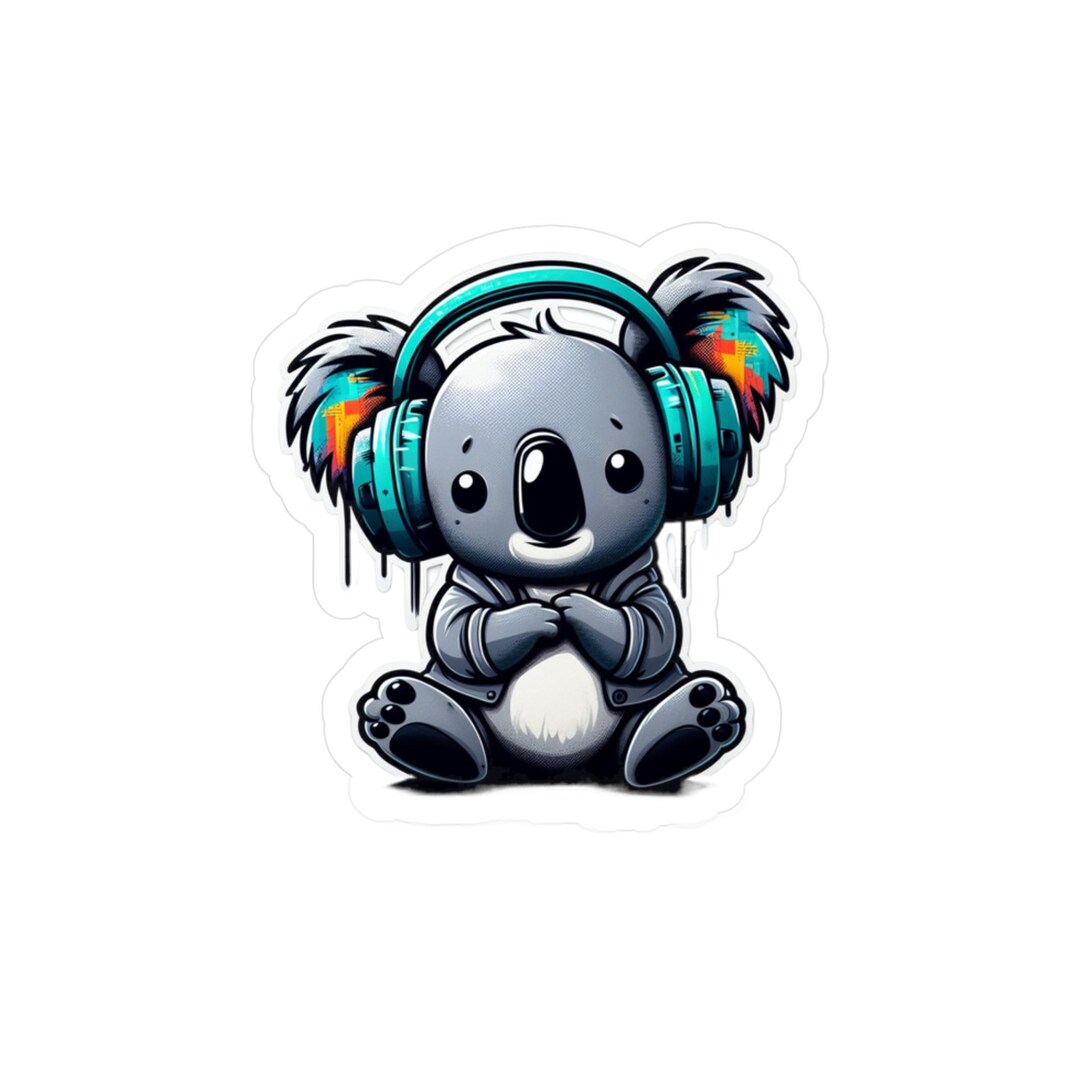 Cute Koala Wearing Headphones Vinyl Decal Sticker Water - Etsy