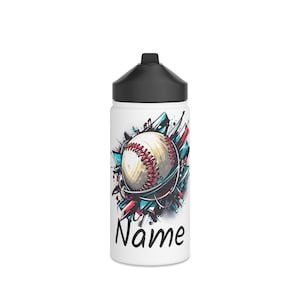 Personalized Baseball Water Bottle, Stainless Steel Water Bottle ...