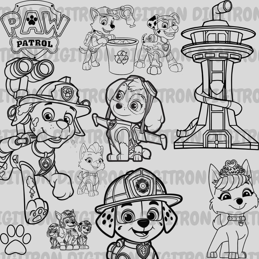 Paw Petrol Outline , Paw Petrol PNG , Kids Outline for Coloring ...