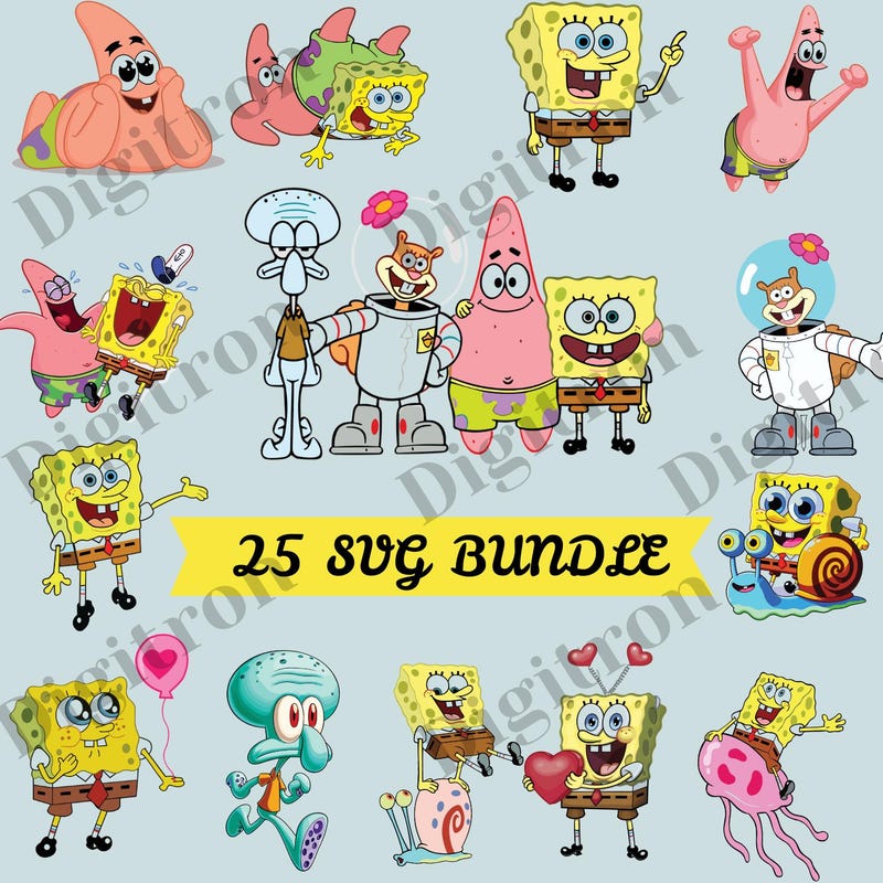 Spongebob Fonts on Canvas - Etsy