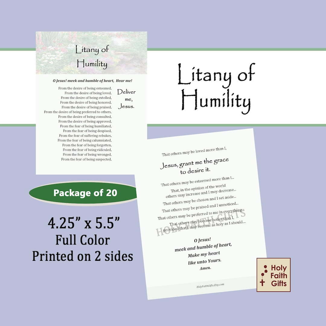 LITANY of HUMILITY Prayer Card, (20 Pack), 2-sided, Full Color Prayer ...