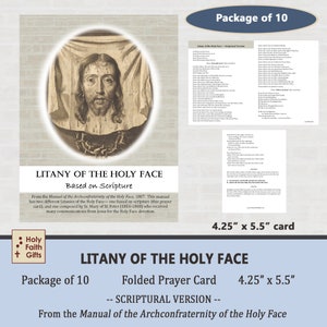 Litany of the Holy Face SCRIPTURAL VERSION - Prayer Card (10 Pack ...