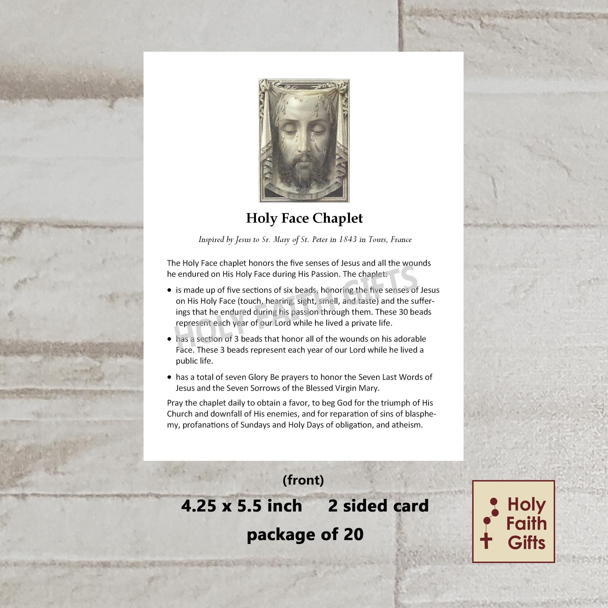 HOLY FACE of Jesus Chaplet Instructions Prayer Card (20 Pack), Holy ...