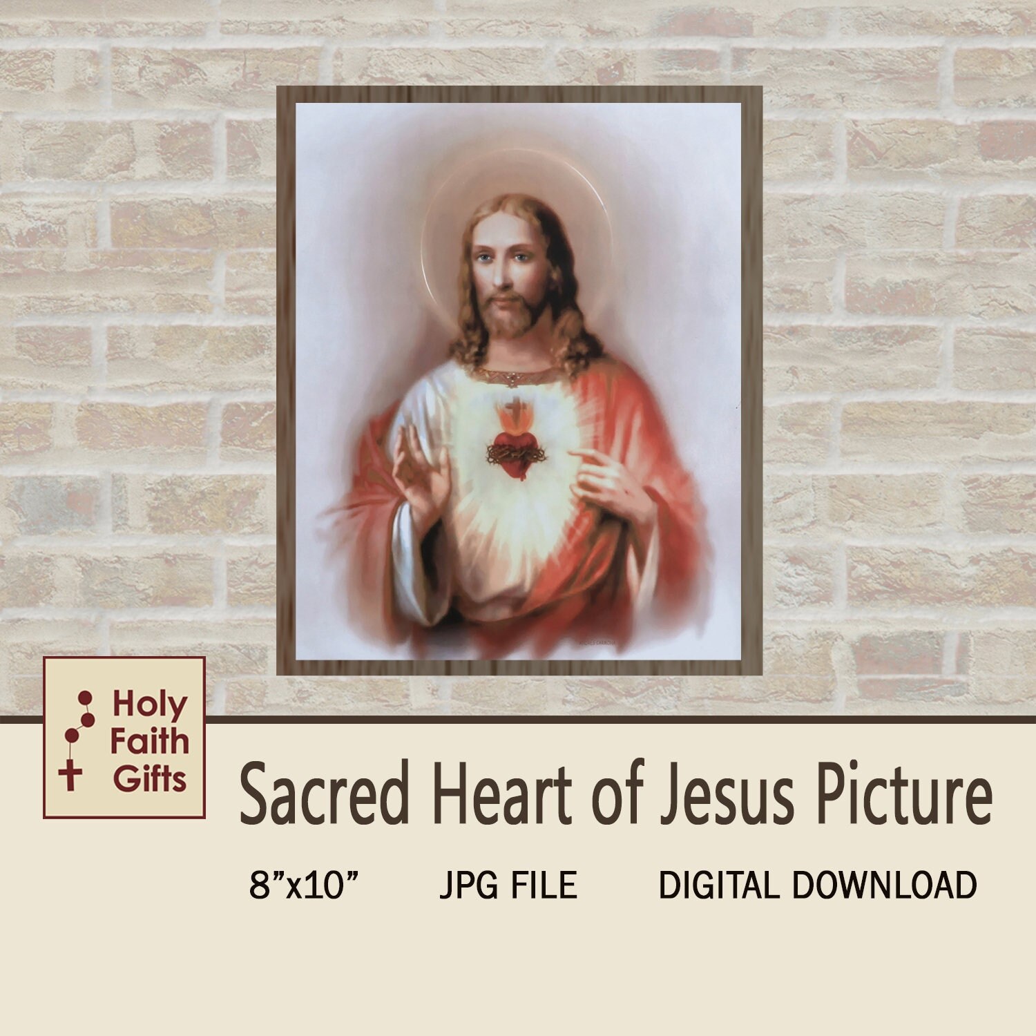 DIGITAL Download, Sacred Heart of Jesus Picture, 300 DPI JPG File, 8x10 ...