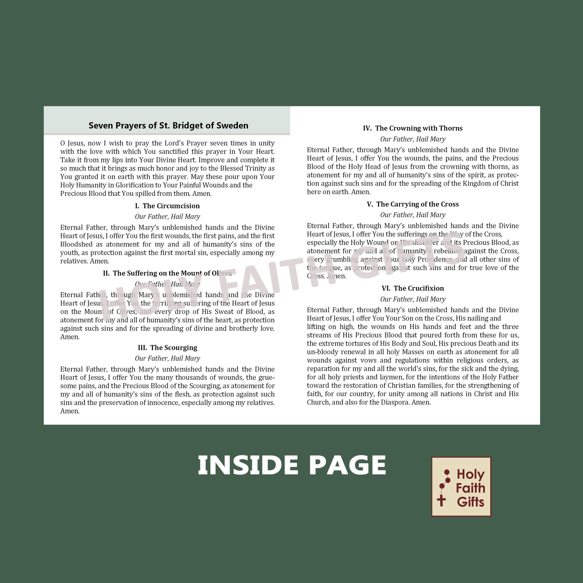 7 Prayers of St. Bridget Prayer Card, (10 Pack), 2-sided, Full Color ...