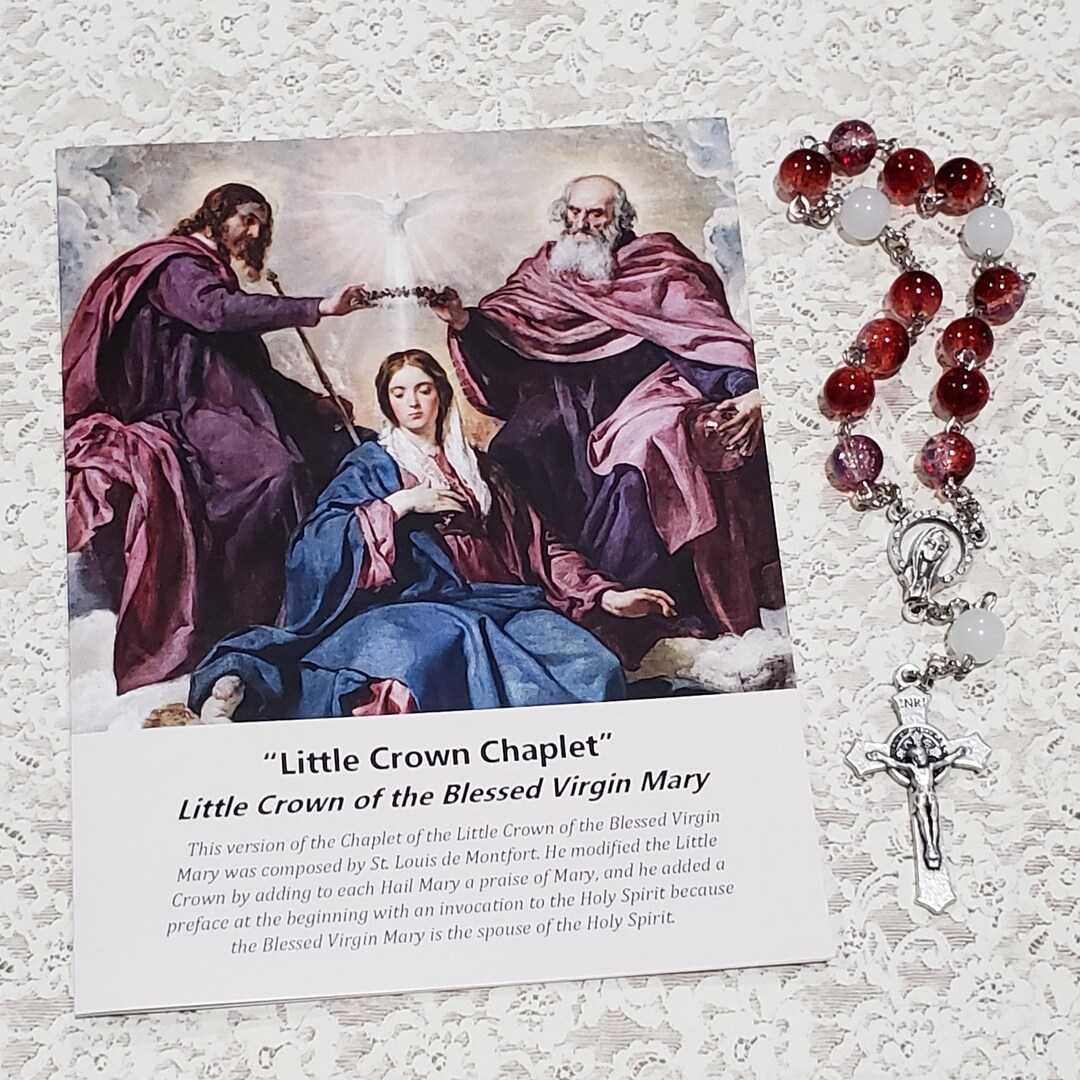 LITTLE CROWN Chaplet, Dark Red and Clear Crackle Glass Beads, With ...