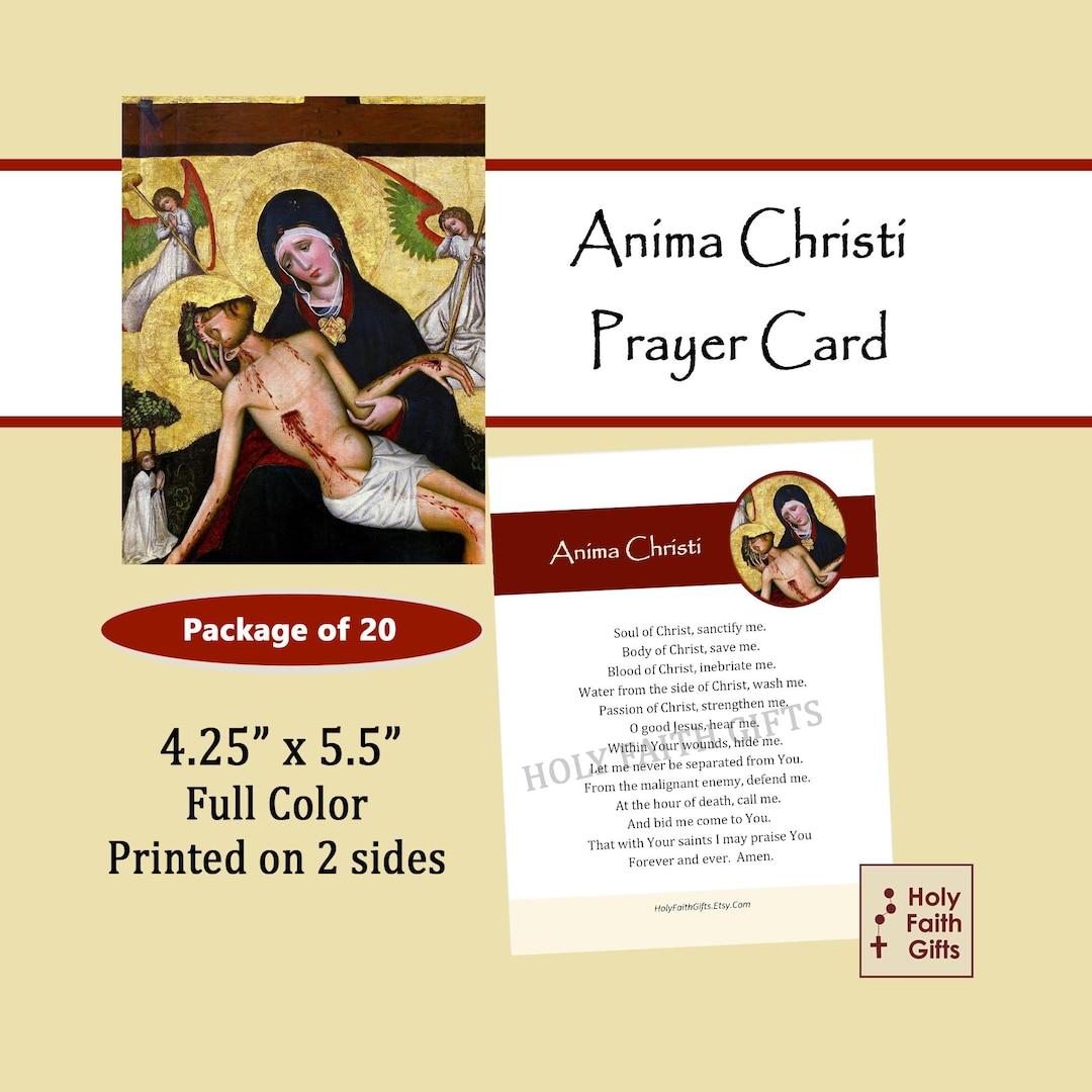 ANIMA CHRISTI Prayer Card, (20 Pack), 2-sided, Full Color Prayer Card ...